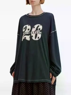 MINI CREAM Logo-print Contrast-stitch T-shirt