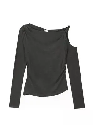 B+AB Cold-shoulder Ruched Blouse - Grey