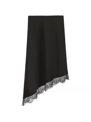 B+AB Lace-trim Asymmetric Midi Skirt - Black