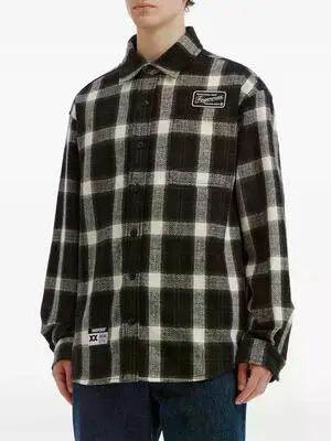 FINGERCROXX Check-print Logo-patch Shirt