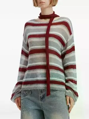TOUT A COUP Striped Scarf-detail Sweater