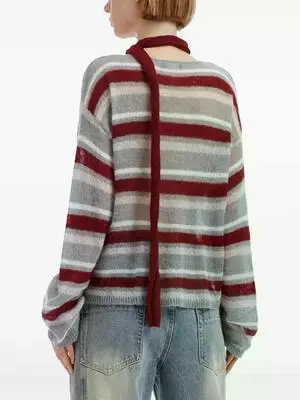 TOUT A COUP Striped Scarf-detail Sweater