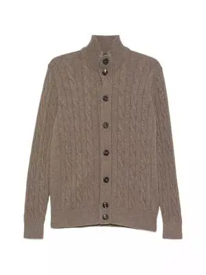 FILIPPO DE LAURENTIIS Taupe Cable-knit Cardigan