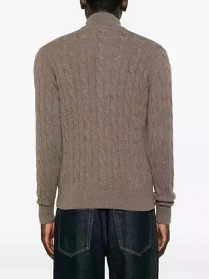 FILIPPO DE LAURENTIIS Taupe Cable-knit Cardigan