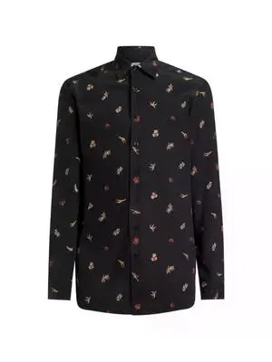 Etro Silk Shirt With Micro Flower And Animal Motif