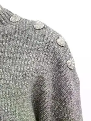 MORGAN Heart Button Roll Neck Sweater - Grey
