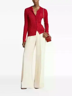 Ralph Lauren Cable-knit Embroidered-logo Cardigan
