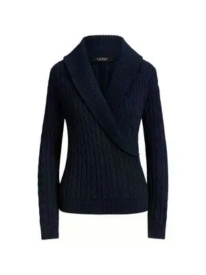 Ralph Lauren Cable-knit Shawl-collar Sweater - Blue