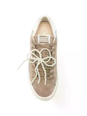 CRIME LONDON Elevate Pearl-embellished Suede Sneakers