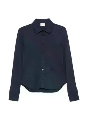 Closed Logo-embroidered Curved-hem Shirt