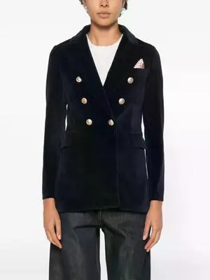 CIRCOLO 1901 Double-breasted Velvet Jacket - Blue