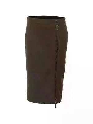Pinko Asymmetric Zip Leather Skirt