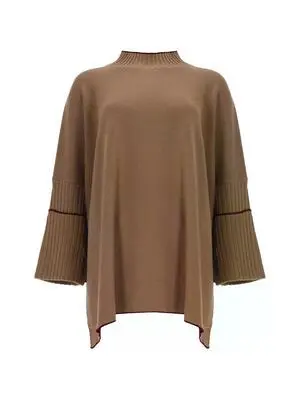 Herno Ribbed-knit Panelled Poncho