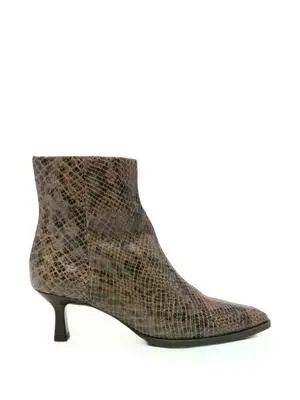 Unisa Snake-effect Leather Ankle Boots - Brown