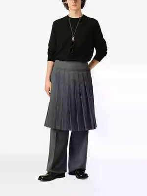 AMI Paris Midi Pleated Wool Skirt