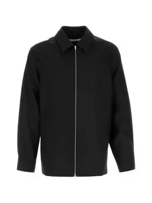 JIL SANDER Zip-up Wool Shirt - Black