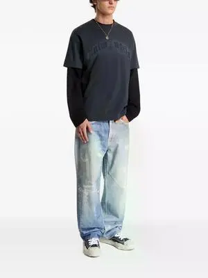 Palm Angels Logo-patch Layered-sleeve T-shirt