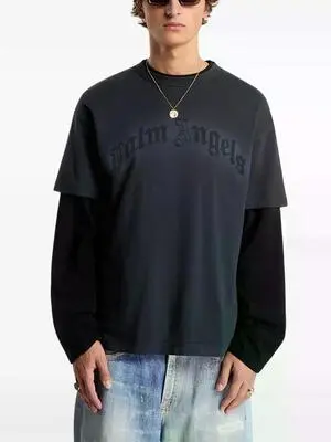 Palm Angels Logo-patch Layered-sleeve T-shirt