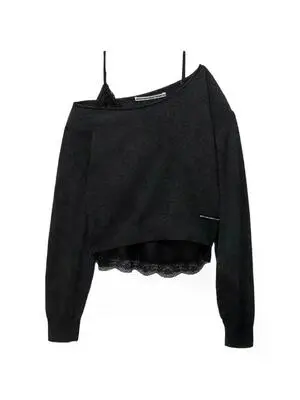 Alexander Wang Off-shoulder Lace-trim Sweater