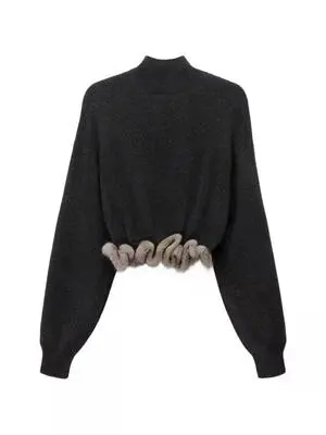 Alexander Wang Faux Fur Trim Turtlneck - Grey