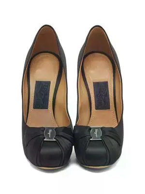 FERRAGAMO Satin Bow Detail Platform Pumps