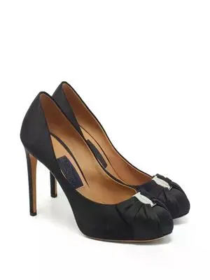 FERRAGAMO Satin Bow Detail Platform Pumps