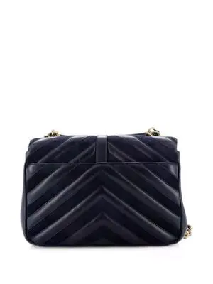 Saint Laurent Classic Monogram College Bag Matelassé Chevron Leather And Suede Medium Shoulder Bag - Blue