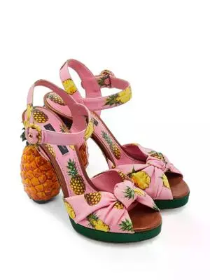 Dolce & Gabbana Pineapple Print Sculptural Heel Sandals