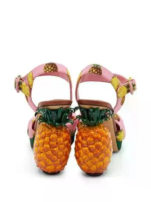Dolce & Gabbana Pineapple Print Sculptural Heel Sandals