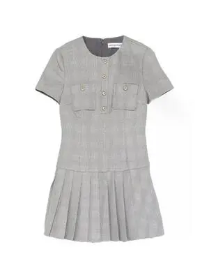 SELF-PORTRAIT Check Pleated Dress - Grey