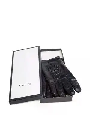 Gucci Leather Snake-embossed Gloves