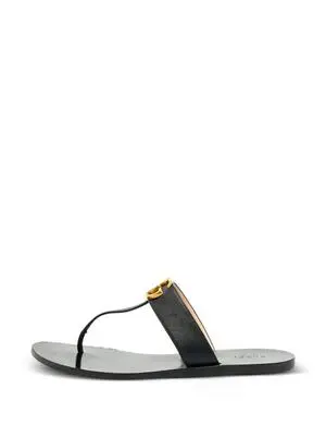 Gucci Double G Thong Flat Sandals - Black