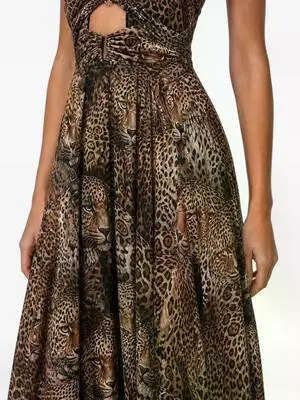 Philipp Plein Leopard Print Halterneck Maxi Dress