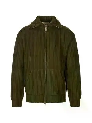 MONTECORE Ribbed Knit Zip-up Cardigan