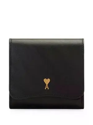 AMI Paris Paris Paris Cowhide Leather Compact Wallet
