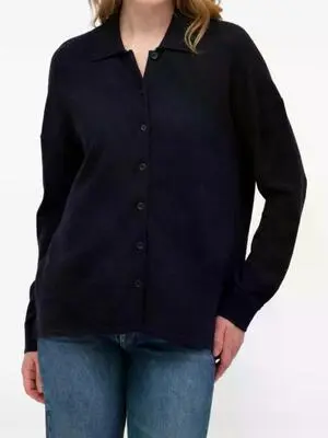 Chinti & Parker Fine Knit Collared Cardigan - Blue