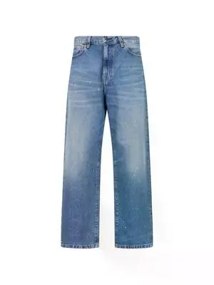 Carhartt Work In Progress Single Knee Paint-splatter Faded-effect Jeans - Blue