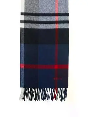 Mulberry Check-pattern Fringed Scarf