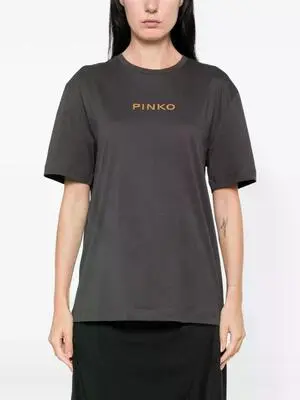 Pinko Logo Print Rhinestone Embellished T-shirt