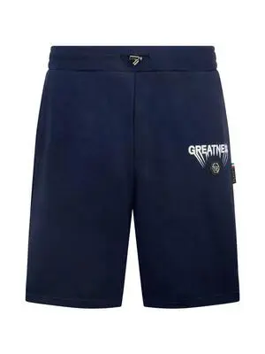 Philipp Plein Fleece Shorts With Logo Detail - Blue