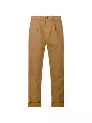 MASON'S Pleated Detail Turn-up Trousers - Brown