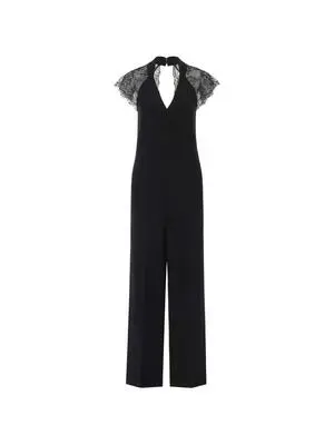 TWINSET Lace-panelled Wrap-style Jumpsuit - Black