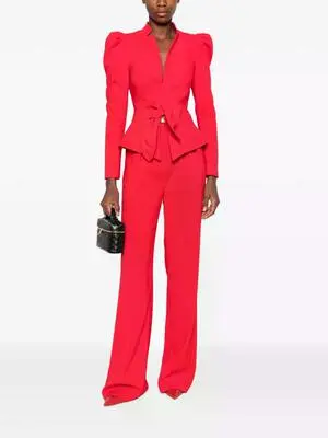 Elisabetta Franchi Belted Pleated Tailored Trousers - Red
