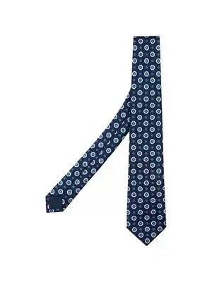 Kiton Geometric Print Silk Tie - Blue