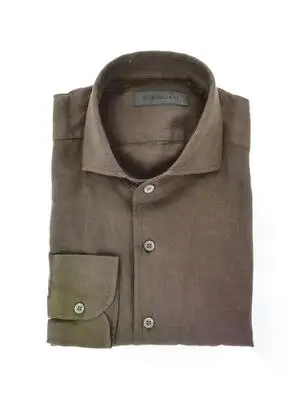 Corneliani Linen French-collar Shirt Brown