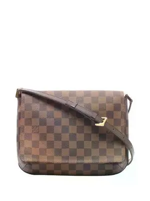 LOUIS VUITTON Damier Ebene Musette Tango Shoulder Bag - Brown