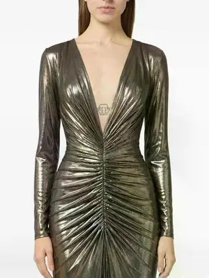 Philipp Plein Long Metallic Gown - Gold