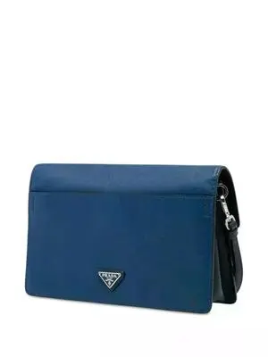 Prada 2000-2013 Bicolor Saffiano Push Lock Clutch Bag - Black