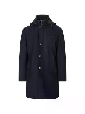 MONTECORE Hooded Button-fastening Long Sleeve Coat