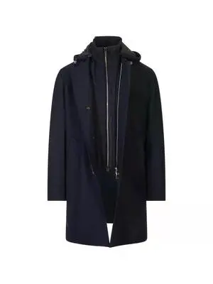 MONTECORE Hooded Button-fastening Long Sleeve Coat